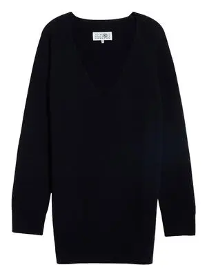 MAISON MARGIELA Wool Blend V-neck Sweater - Navy