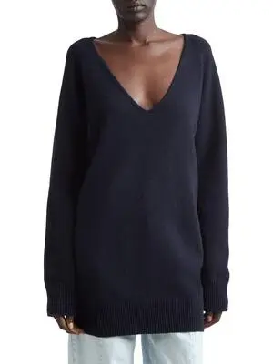MAISON MARGIELA Wool Blend V-neck Sweater - Navy