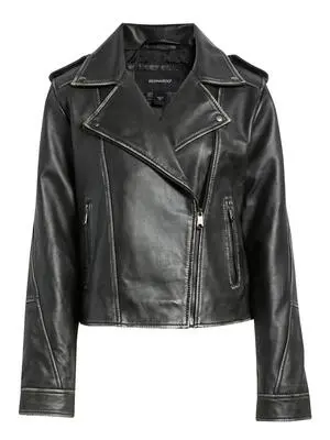 Bernardo Burnished Leather Moto Jacket - Black