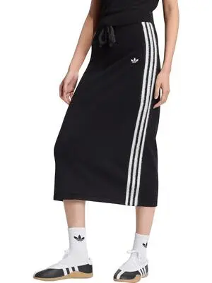 ADIDAS ORIGINALS Three-stripe Knit Midi Skirt - Black/white