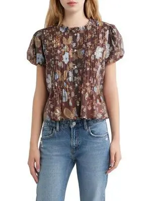 RAILS Pepper Pintuck Puff Sleeve Top