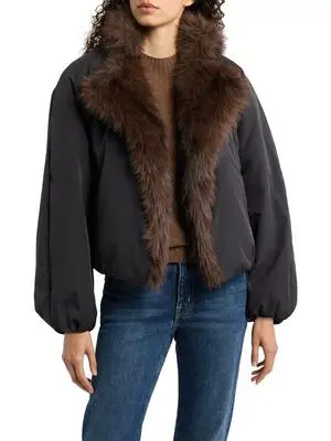 Kobi Halperin Nikki Faux Fur Collar Coat - Black