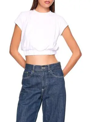 Susana Monaco Gathered Hem Cropped T-shirt Sugar