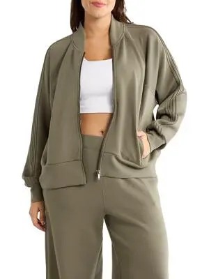 Spanx Spnax Pintuck Full Zip Track Jacket - Herb