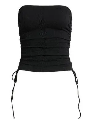 BDG URBAN OUTFITTERS Ruched Tapestry Bandeau Top Black