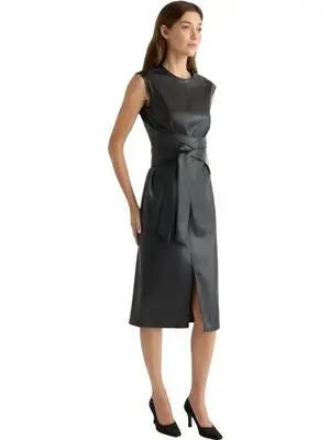 MODERN CITIZEN Pilar Faux Leather Tie Front Dress