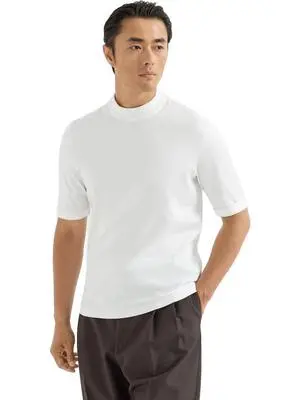 Brunello Cucinelli Cotton Jersey Mock Neck T-shirt Off-white
