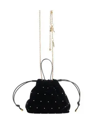 Chloé Small Velvet Drawstring Shoulder Bag - Black