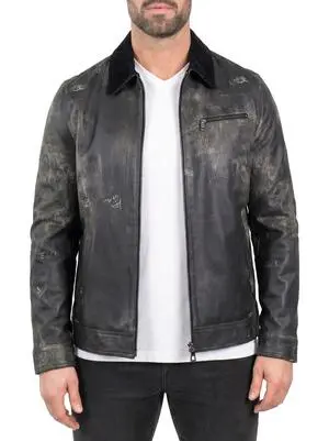 MACEOO Captain Leather Jacket - Blue