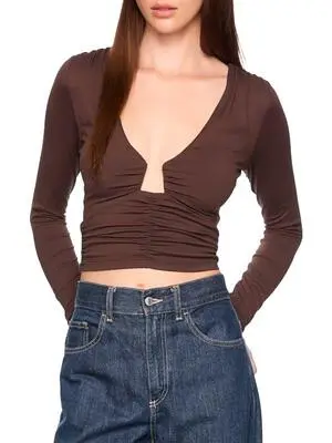 Susana Monaco Gathered Long Sleeve Top - Java