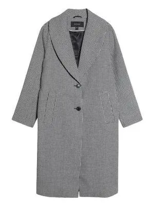 Bernardo Plaid Long Coat - Black