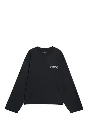 PURPLE BRAND Crop Wide Long Sleeve Graphic T-shirt Black