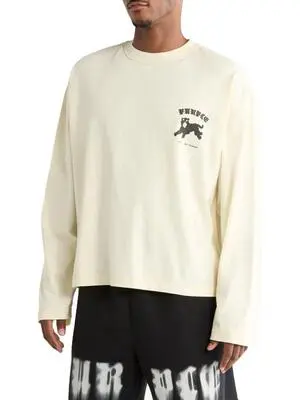 PURPLE BRAND Crop Wide Long Sleeve Graphic T-shirt - Off White