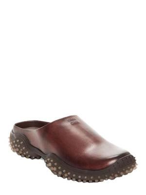 Miu Miu Leather Trail Mule Caffe
