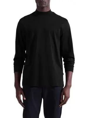 Bugatchi Mock Neck Pima Cotton Sweater - Black