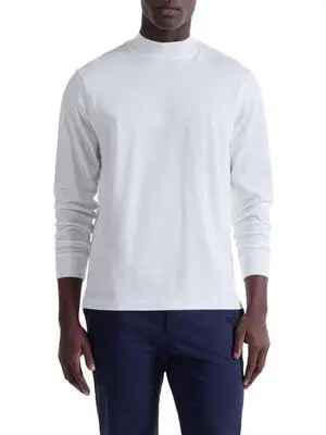 Bugatchi Mock Neck Pima Cotton Sweater - Chalk