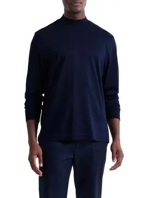 Bugatchi Mock Neck Pima Cotton Sweater - Navy