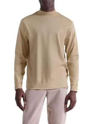 Bugatchi Mock Neck Pima Cotton Sweater - Sand