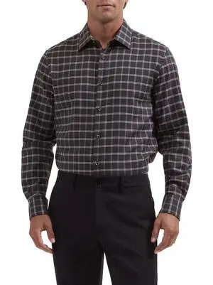 Bugatchi Julian Plaid Cotton And Cashmere Shirt - Anthracite