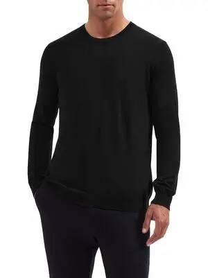 Bugatchi William Merino Wool Crewneck Sweater - Black