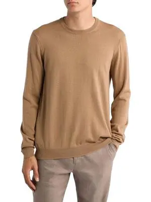 Bugatchi Bugatchi William Merino Wool Crewneck Sweater Camel
