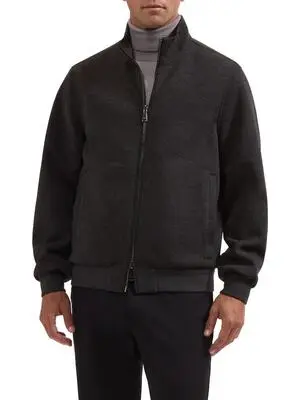 Bugatchi Mock Neck Reversible Zip-up Jacket - Anthracite