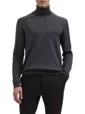 Bugatchi Extra Fine Merino Wool Turtleneck Sweater - Anthracite