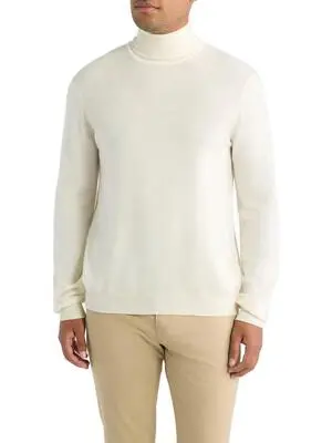 Bugatchi Extra Fine Merino Wool Turtleneck Sweater - Chalk