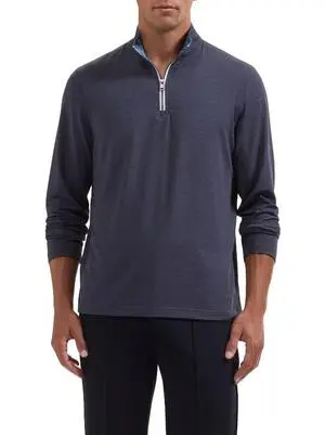 Bugatchi Performance Quarter Zip Pullover - Navy