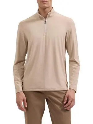 Bugatchi Performance Quarter Zip Pullover - Sand