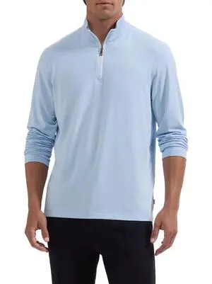 Bugatchi Performance Quarter Zip Pullover - Sky