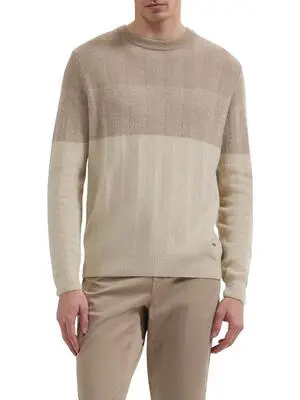 Bugatchi Aran Rib Crewneck Sweater Cobblestone