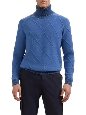 Bugatchi Diamond Turtleneck Sweater - Classic Blue