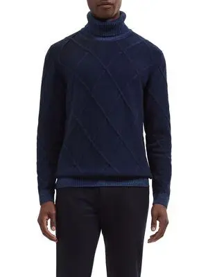 Bugatchi Diamond Turtleneck Sweater - Navy
