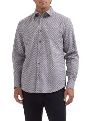 Bugatchi Alvin Shaped Fit Long Sleeve Shirt Slate
