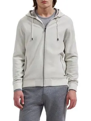 Bugatchi Bugatchi Full Zip Hoodie Chalk