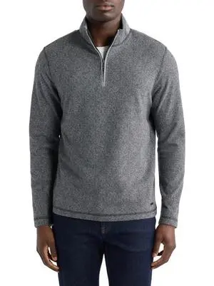 Bugatchi Quarter Zip Pullover Sweater - Black