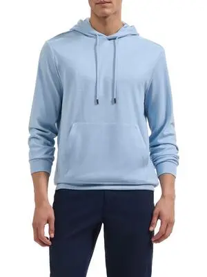 Bugatchi Pullover Hoodie With Drawstring Hood And Kangaroo Pocket - Sky