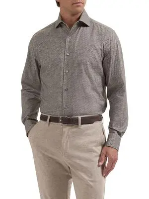 Bugatchi Alvin Shaped Fit Geo Print Button-up Shirt - Olive
