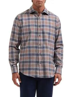 Bugatchi Axel Shaped Fit Plaid Button-up Shirt - Slate