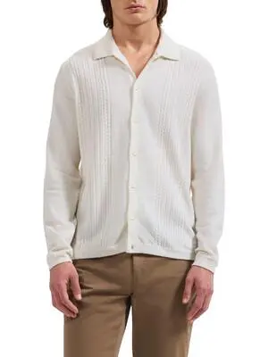 Bugatchi Cable Wool And Cashmere Cardigan - Ivory