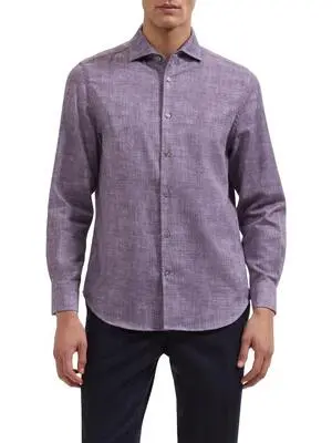 Bugatchi Alvin Shaped Fit Long Sleeve Cotton Shirt - Amethyst