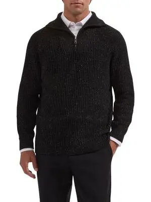 Bugatchi Rib Quarter Zip Sweater - Black