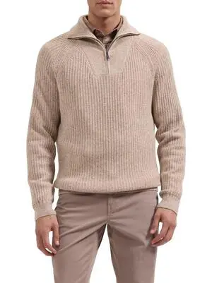 Bugatchi Rib Quarter Zip Sweater - Ginger