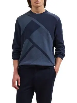 Bugatchi Cotton Crewneck Sweater - Ink