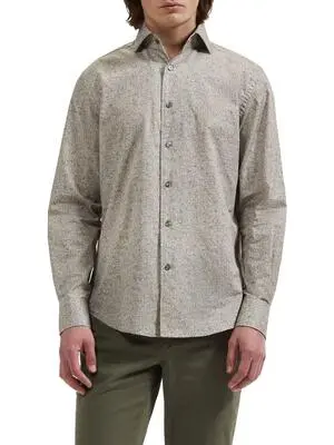 Bugatchi Alvin Shaped Fit Long Sleeve Cotton Shirt Ginger