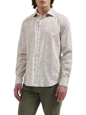 Bugatchi Axel Long Sleeve Patterned Shirt Limestone