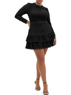 City Chic Gabriella Lace Minidress - Black/black