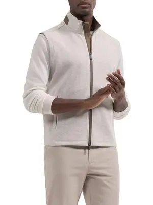 Bugatchi Full Zip Knit Vest - Cement
