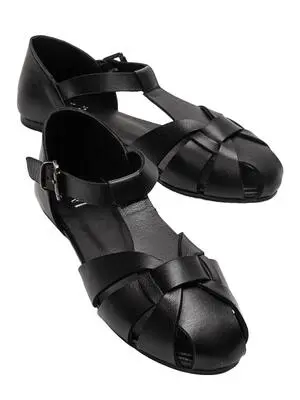 FOREVER & ALWAYS SHOES Falina Leather Sandal - Black